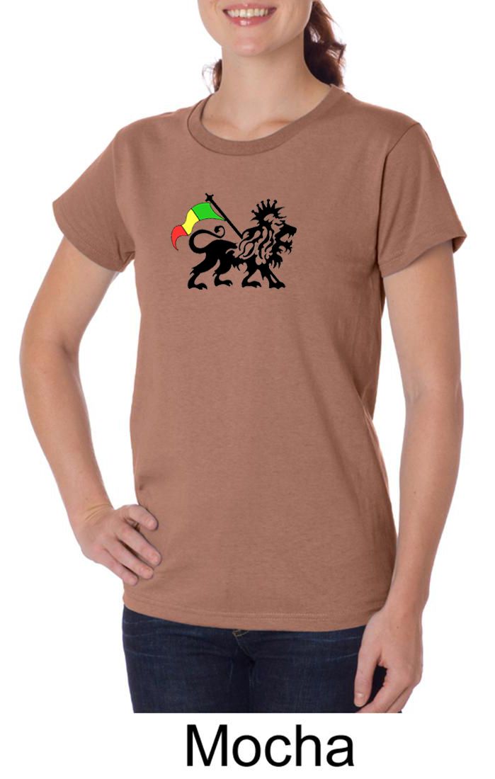 Rasta Lion Ladies T-shirt Organic Tee - Rasta Lion Ladies Shirts