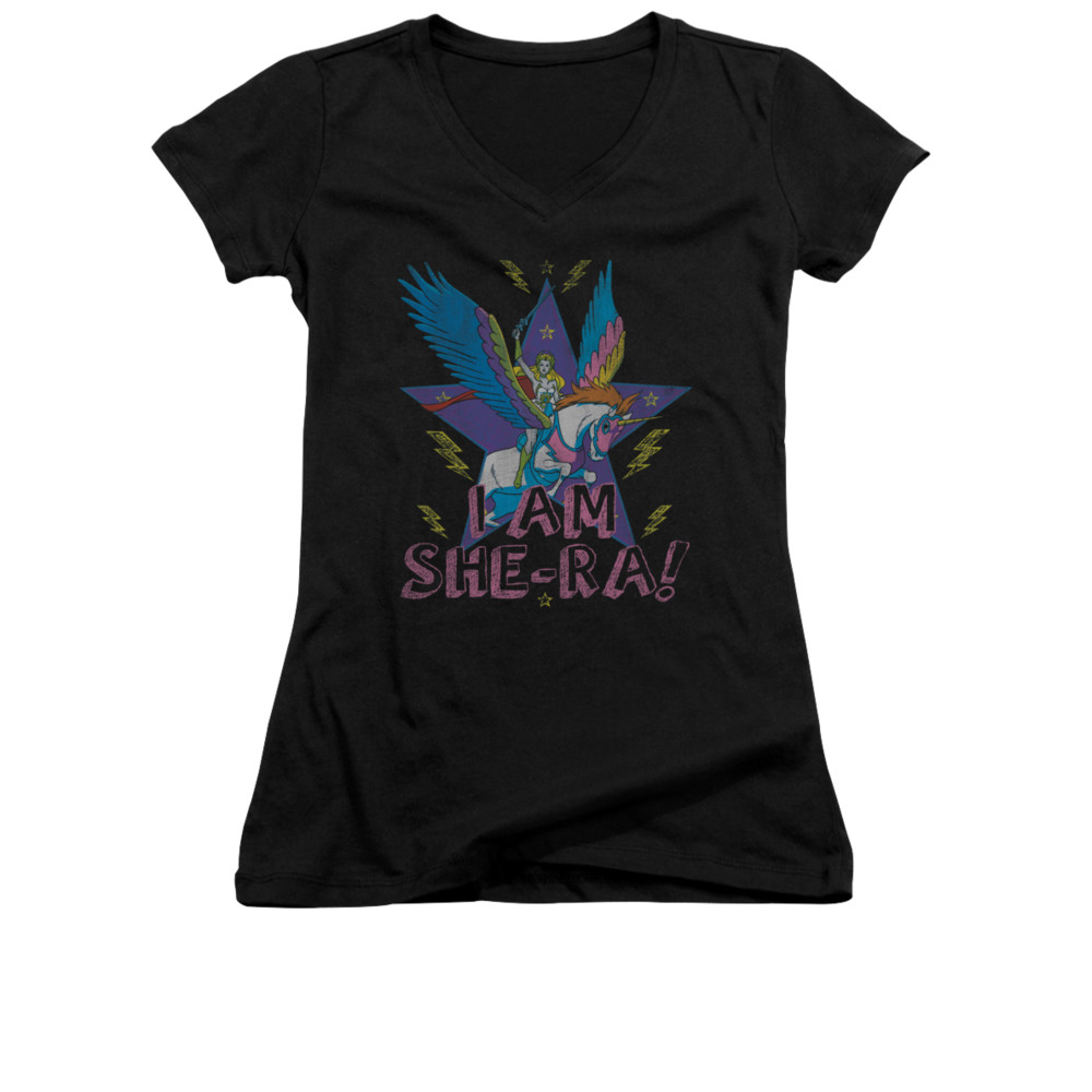 She-Ra Shirt Juniors V Neck I Am She Ra Black Tee T-Shirt - She-Ra I Am ...