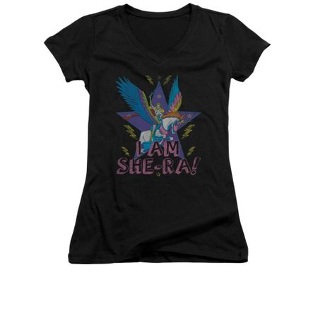 She-Ra Shirt Juniors V Neck I Am She Ra Black Tee T-Shirt - She-Ra I Am ...