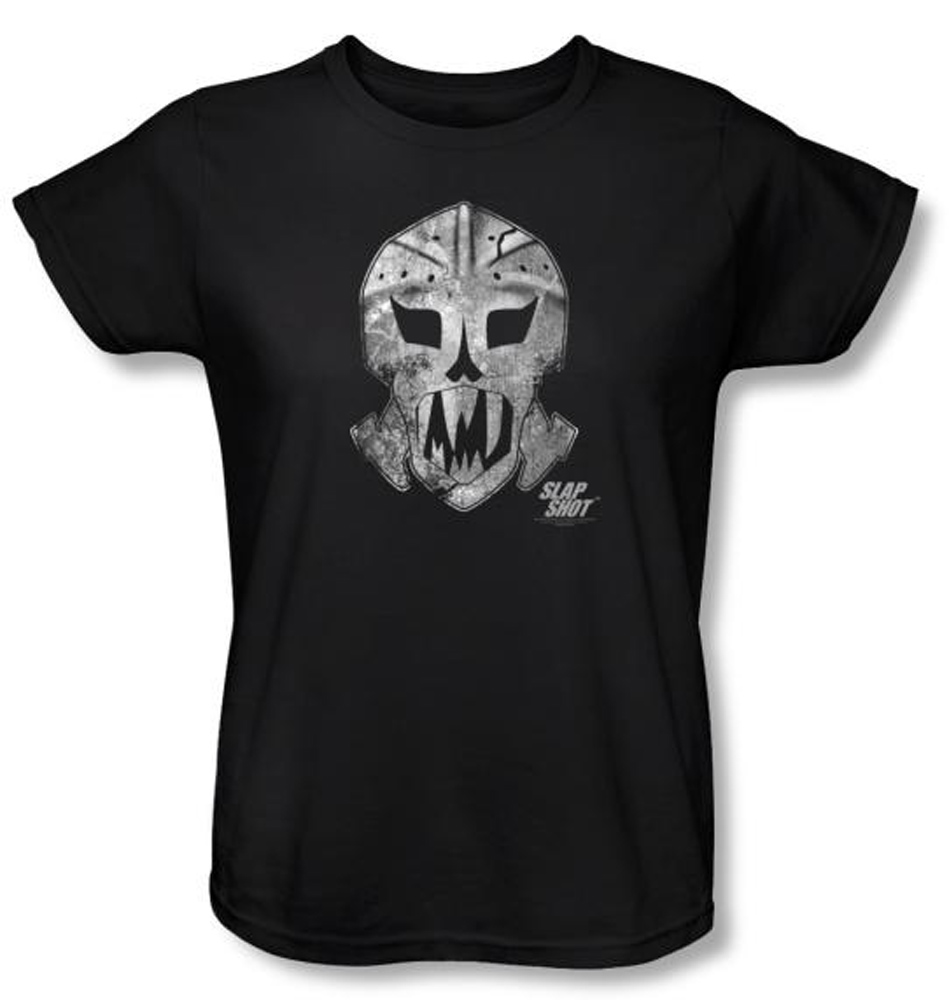 Slap Shot Ladies T-shirt Hockey Movie Goalie Mask Black Tee Shirt ...