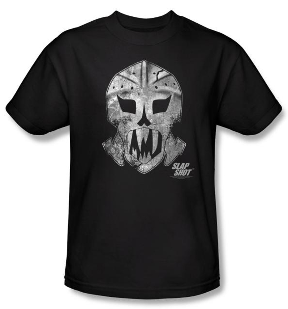 Slap Shot T-shirt Hockey Movie Goalie Mask Adult Black Tee Shirt - Slap ...