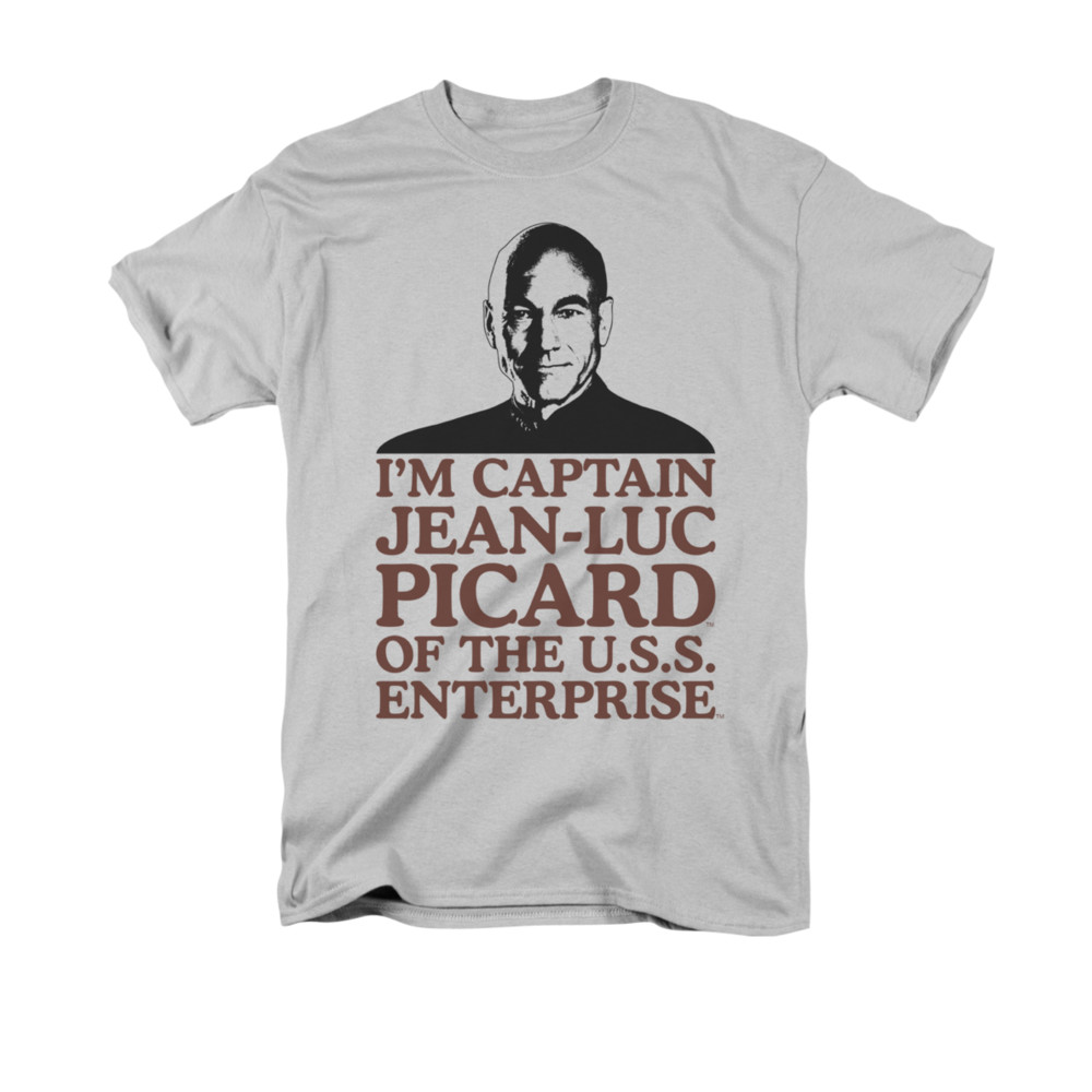 Star Trek - The Next Generation Shirt I'm Captain Adult Silver Tee T ...