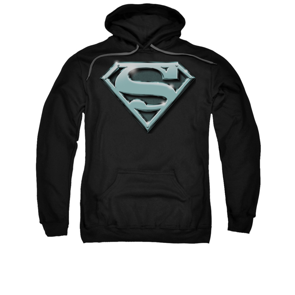 Superman Hoodie Chrome Shield Black Sweatshirt Hoody - Superman Chrome ...