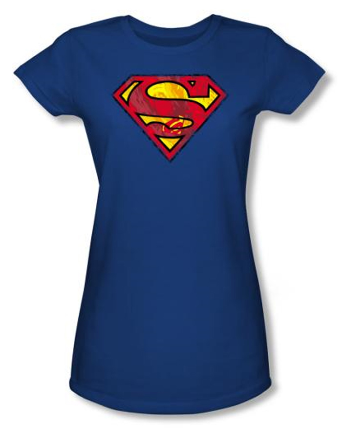 Superman Juniors T-shirt Action Shield Superhero Royal Blue Tee Shirt ...