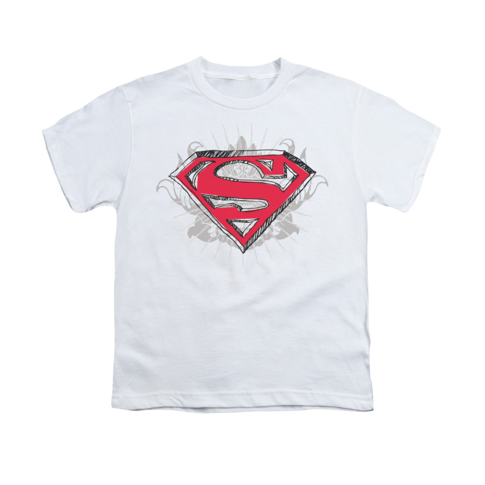Superman Shirt Kids Hastily Drawn White T-Shirt - Superman Hastily ...