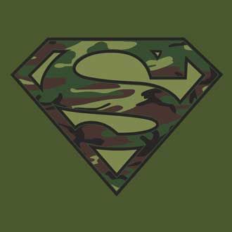Superman T-shirt Camo Logo Shield Adult Army Green Superhero Tee Shirt ...