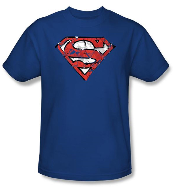 Superman T-shirt Ripped And Shredded Shield Adult Royal Blue Tee Shirt ...