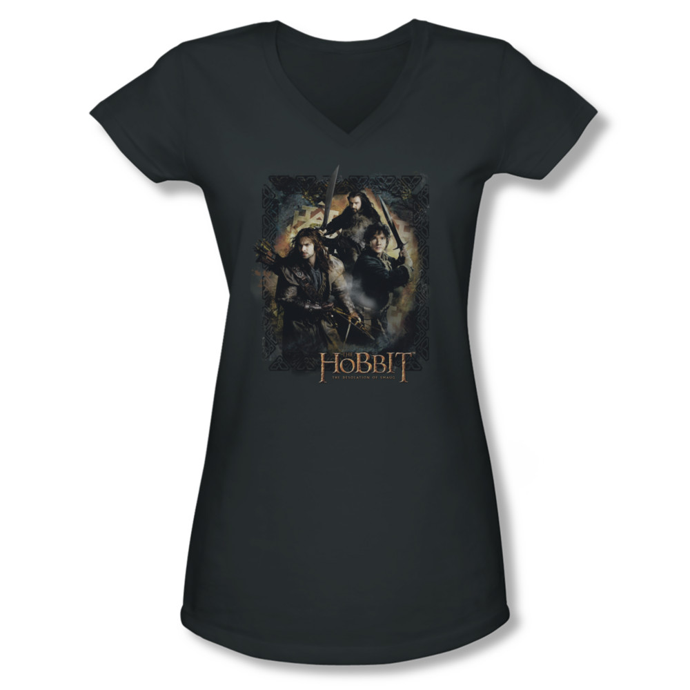The Hobbit Desolation Of Smaug Shirt Juniors V Neck Weapons Drawn ...