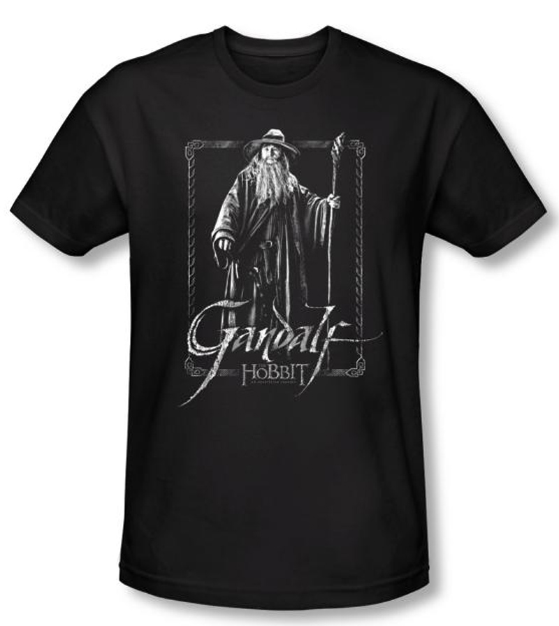 The Hobbit Shirt Movie Unexpected Journey Gandalf Black Slim Fit Tee ...