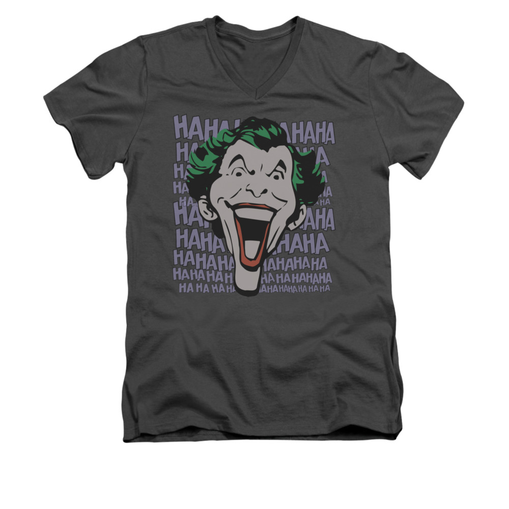The Joker Shirt Slim Fit V-Neck HA HA HAAA Charcoal T-Shirt - The Joker ...