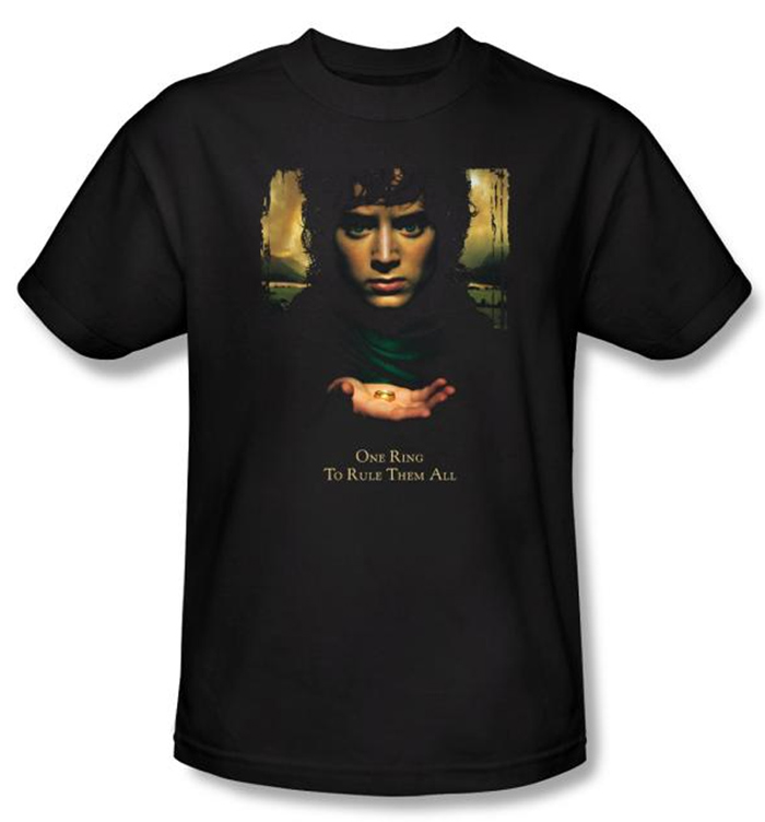 The Lord Of The Rings T-Shirt Frodo One Ring Adult Black Tee Shirt ...