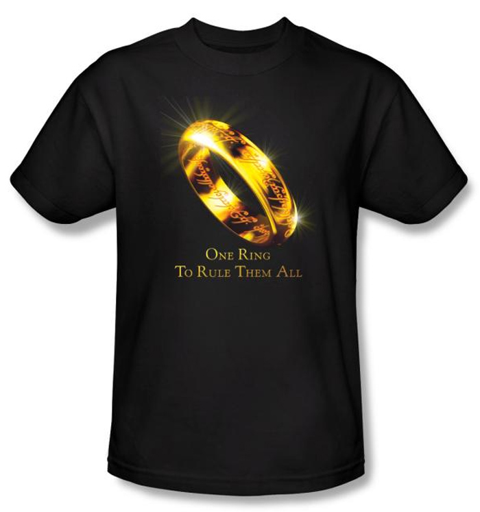 The Lord Of The Rings T-Shirt One Ring Adult Black Tee Shirt - Lord Of ...