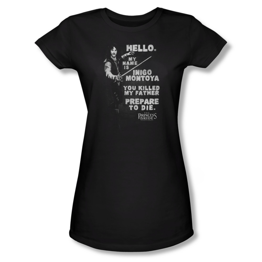 The Princess Bride Shirt Juniors Hello My Name Is Black Tee T-Shirt ...