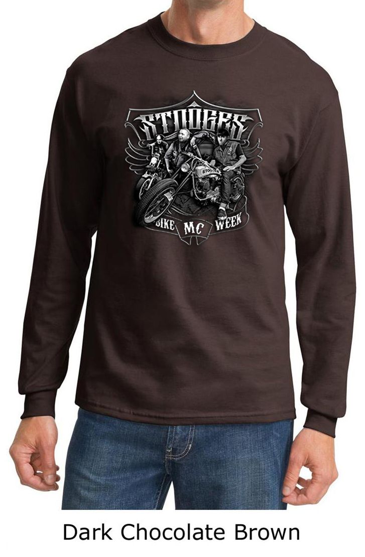 Three Stooges Shirt Bike Week Mens Long Sleeve Tee T-Shirt - Stooges ...