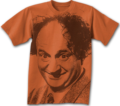 Three Stooges T-shirt Larry Big Face Adult Funny Orange Tee Shirt ...