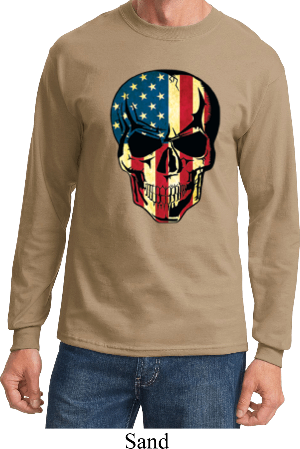 USA Skull Long Sleeve Shirt - USA Skull Mens Shirts