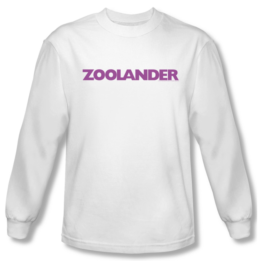 Zoolander Shirt Logo Long Sleeve White Tee T-Shirt - Zoolander Logo Shirts