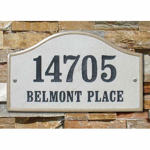 Arch Address Plaque Made From Stone and Resin