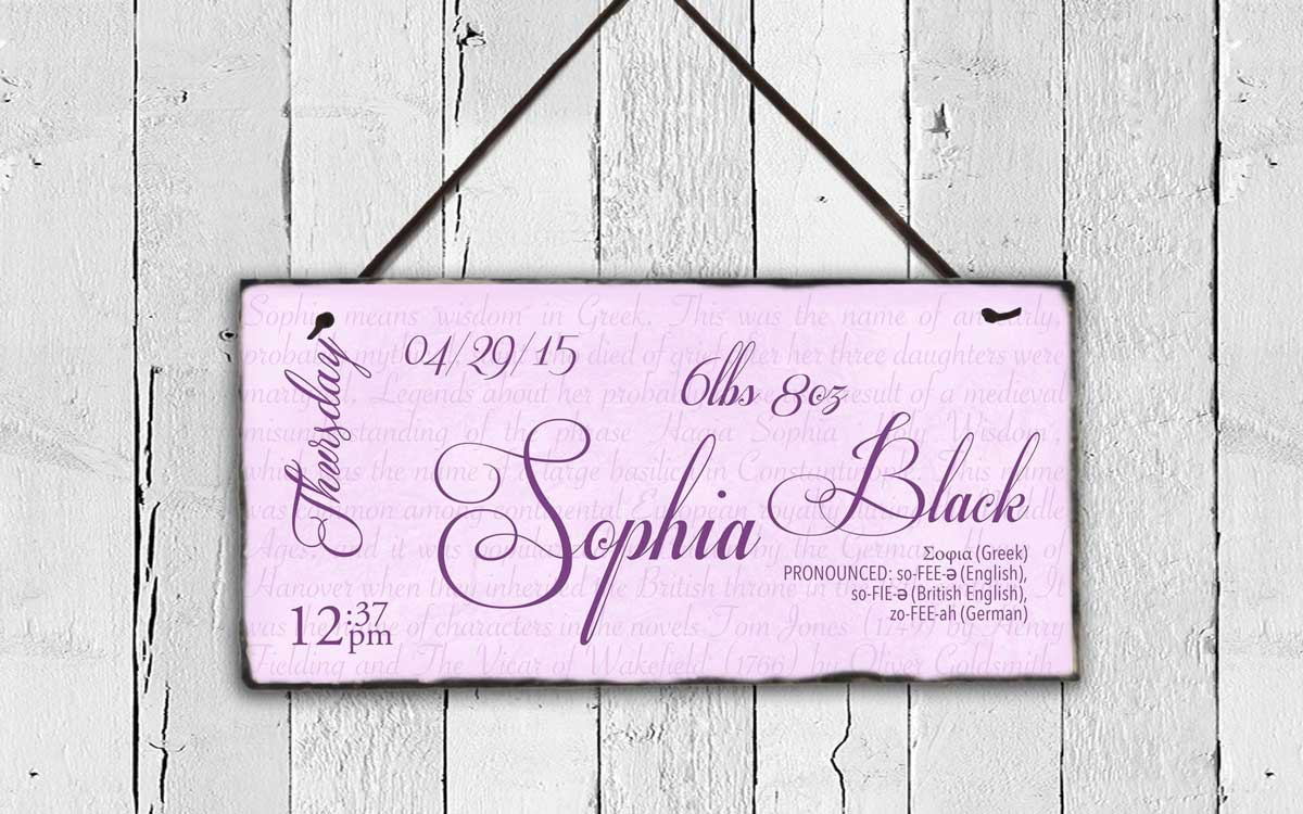 Baby Girl Slate Name Sign