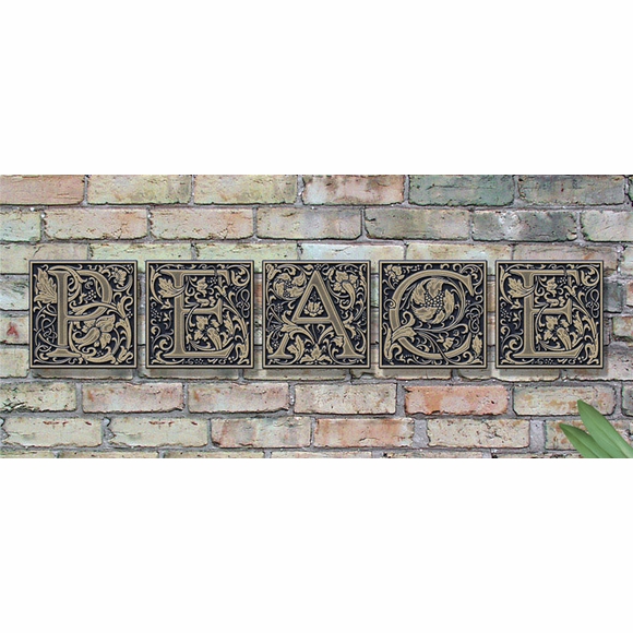 Wall Letter Tiles In Medieval Style Letters With Decorative Floral Accents