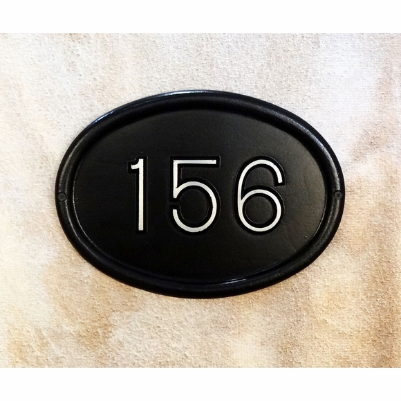 Contemporary Oval Address Plaque - Custom Cast Aluminum House Number Sign