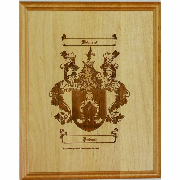 Engraved Coat of Arms Plaque - Family Name Crest