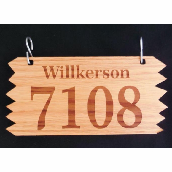 Hanging Wood Address Plaque with Sawtooth Edges, Rustic Look - One or ...