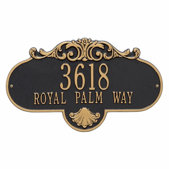 Home Address Sign - Unique Shape With Decorative Scroll Pattern