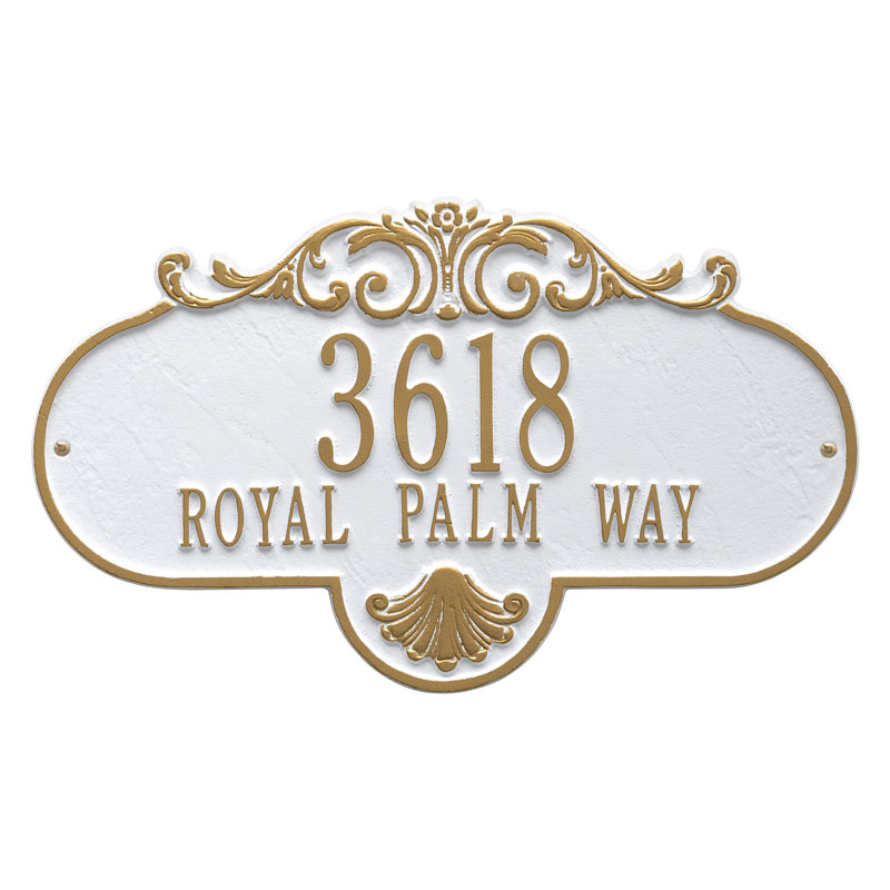 Home Address Sign - Unique Shape With Decorative Scroll Pattern