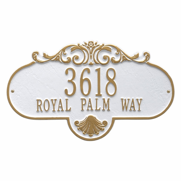Home Address Sign - Unique Shape With Decorative Scroll Pattern