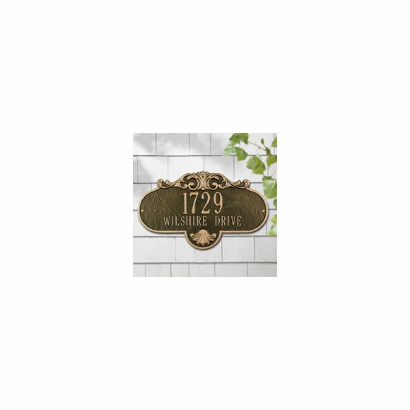 Home Address Sign - Unique Shape With Decorative Scroll Pattern