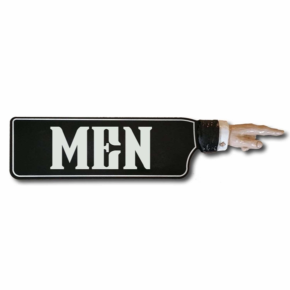 Men's Room Directional Sign Hand With Pointing Finger