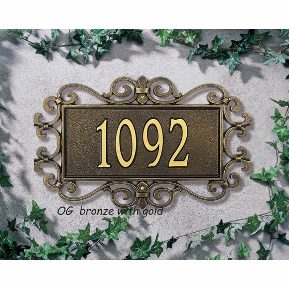 Address Sign with Fretwork Scroll Frame For Wall Mount or Optional Lawn ...