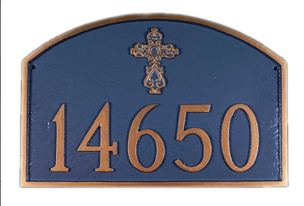 Arch Address Plaque with Ornate Cross