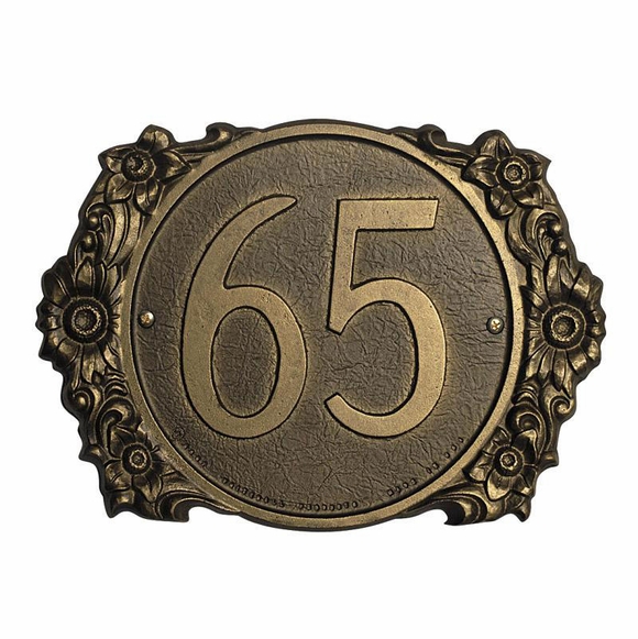 Decorative Round Address Plaque With Floral Border