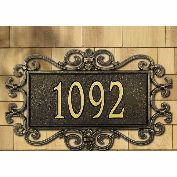 Large Address Plaque with Decorative Fretwork Scroll Frame