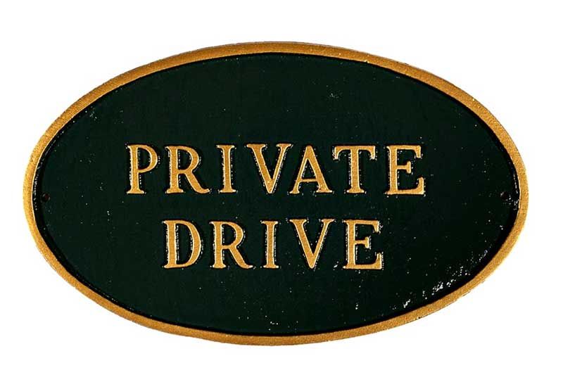 Private Drive Warning Sign - Custom Cast Metal Plaque