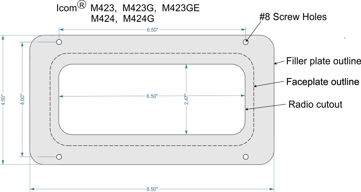 VHF Marine Radio Flush Mount Filler Plate