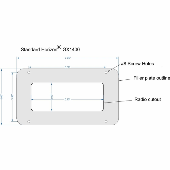 VHF Marine Radio Flush Mount Filler Plate
