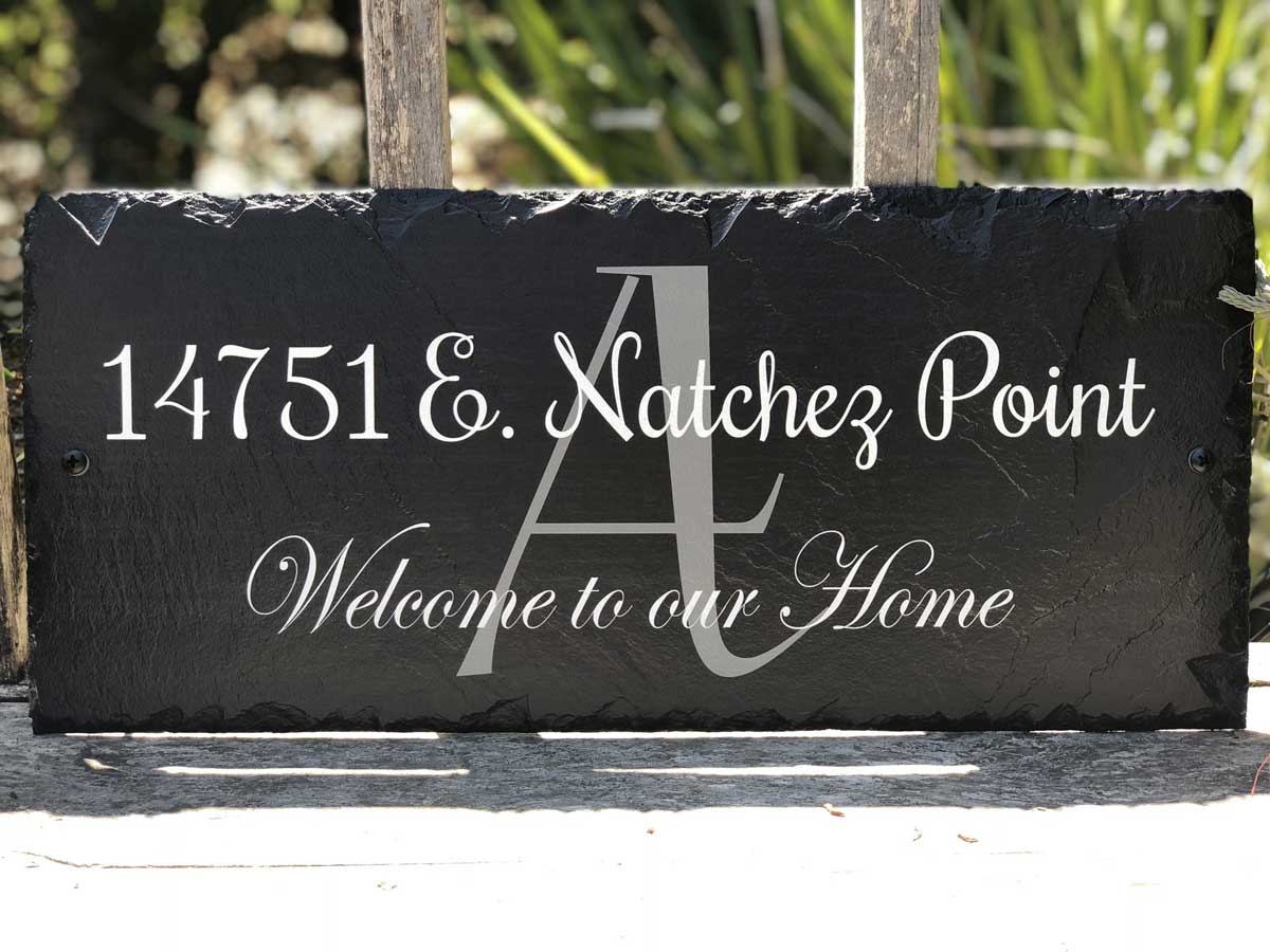 Welcome to Our Home Slate Address Plaque