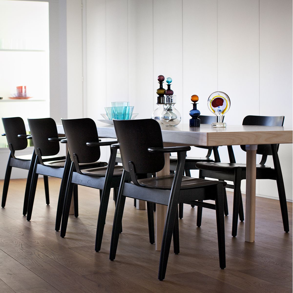 Artek Domus Black Lacquered Leather Upholstered Chair - Artek Dining ...