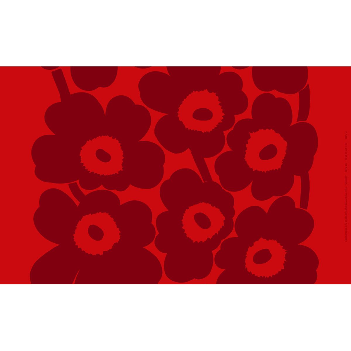Marimekko Unikko Red / Maroon Fabric - Made in Finland