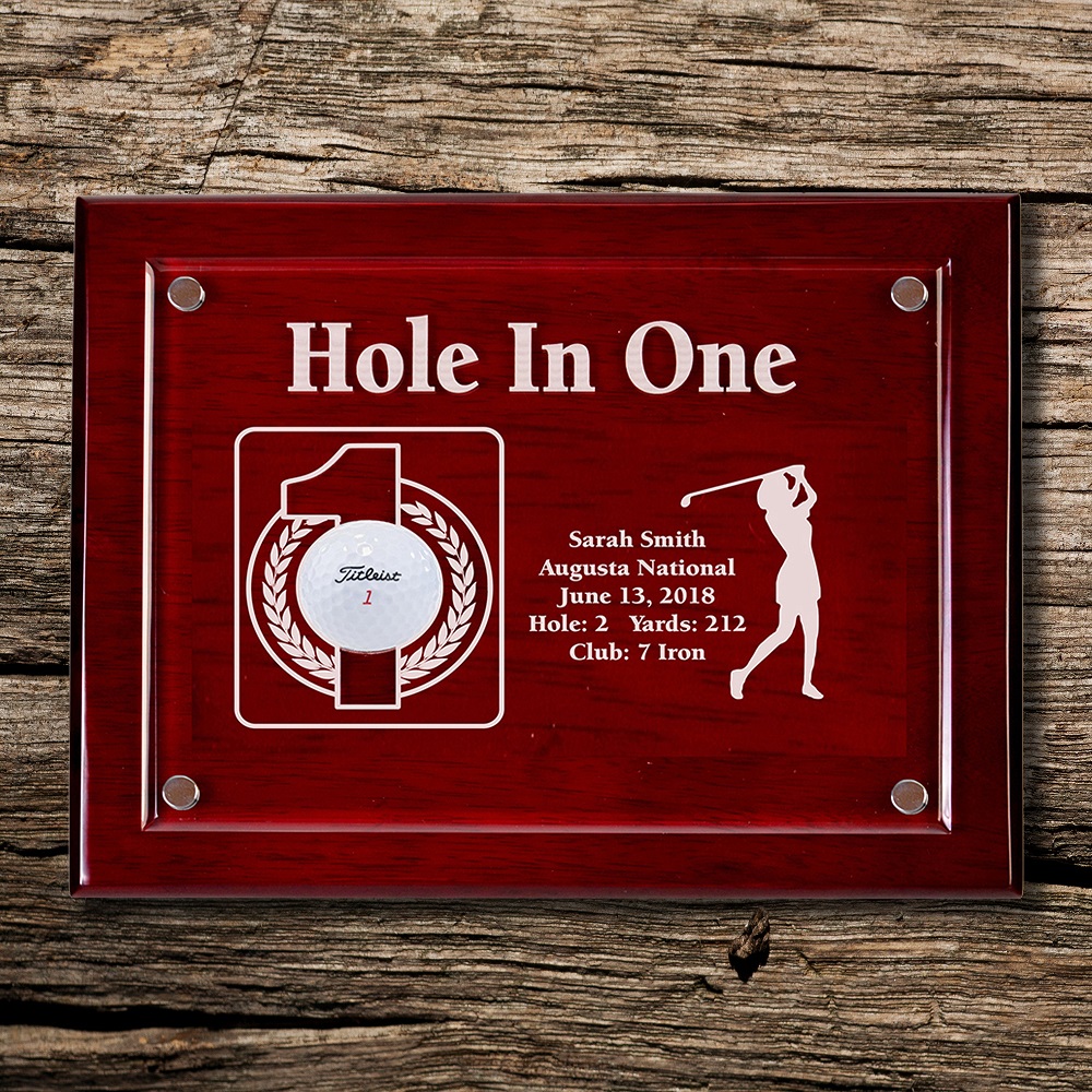 Hole-In-One 9x12 Floating Acrylic Plaque - Cherry