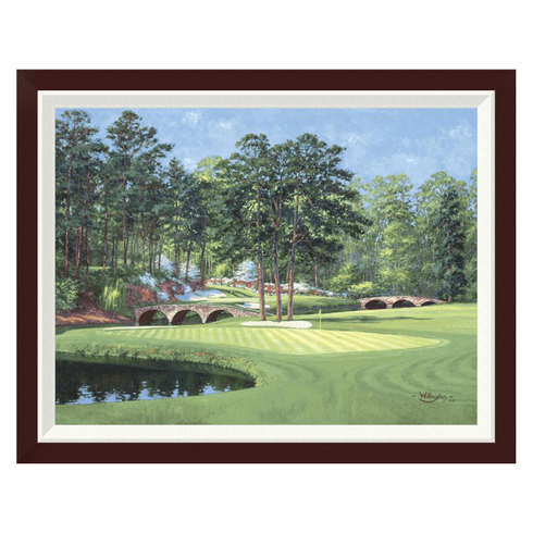 "The 11th At Augusta-White Dogwood" Framed Canvas