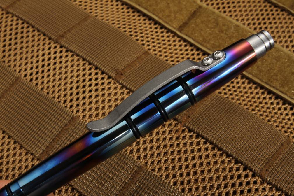 Tuff Writer Mini Click Flamed Titanium Pen - In Stock