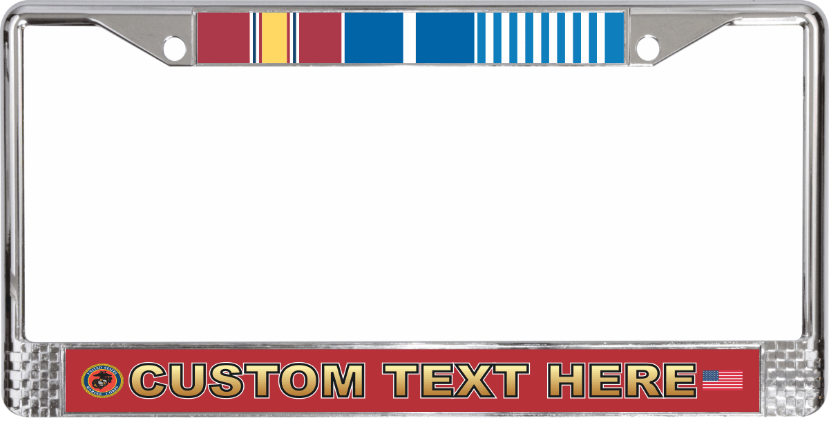 Custom USMC Korea Ribbon Frame 3-Ribbon Stack License Plate Frame