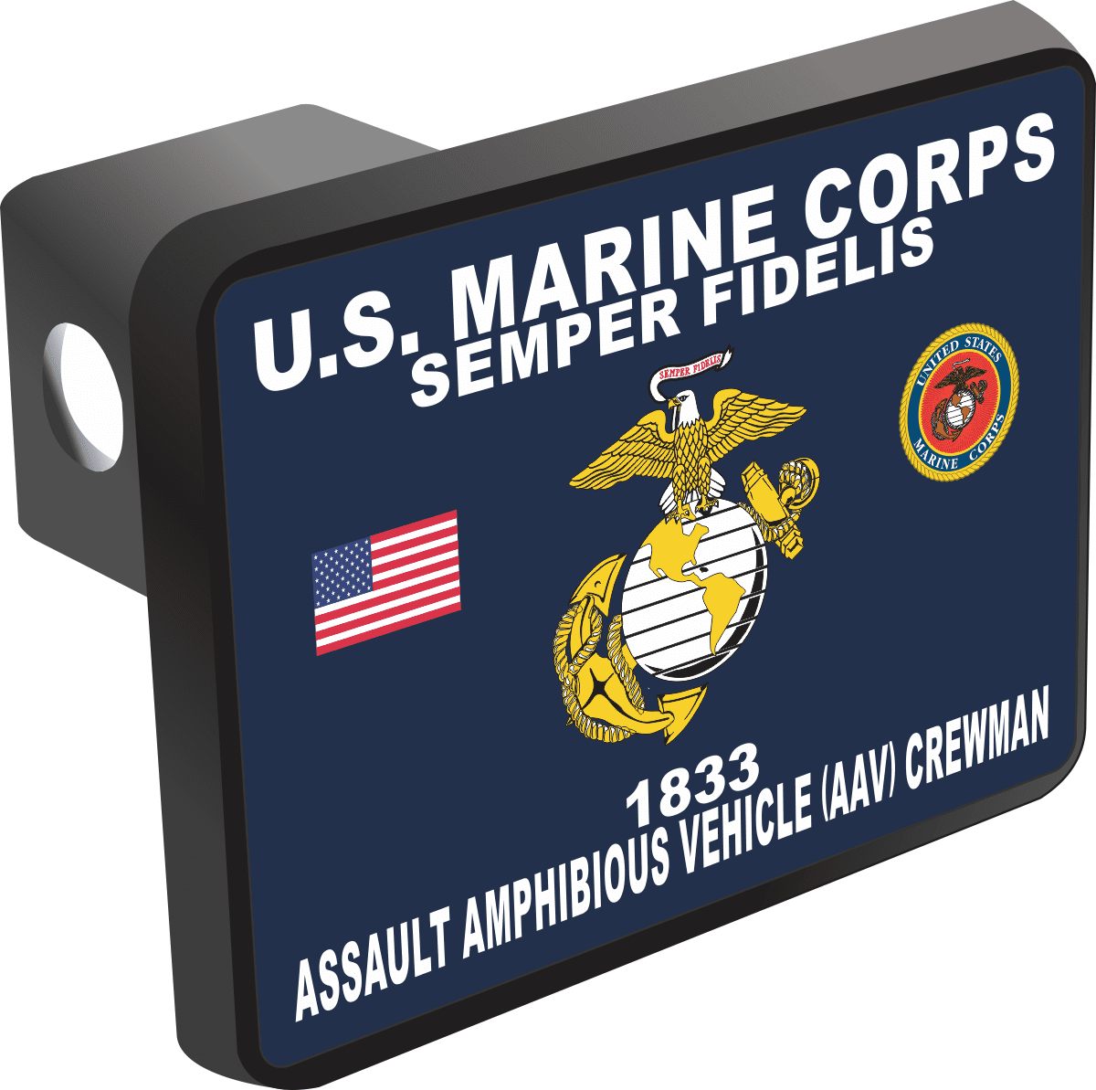 USMC MOS 1833 Assault Amphibious Vehicle (AAV) Crewman Hitch Cover USMC MOS 1833 Assault Amphibious Vehicle (AAV) Crewman Hitch Cover
