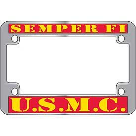 USMC SEMPER FI Chrome Motorcycle License Plate Frame