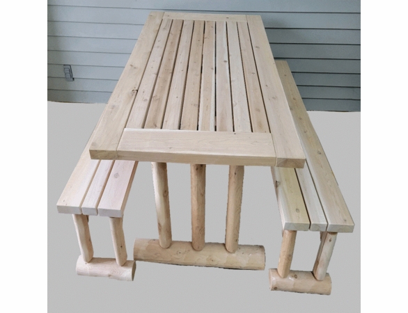 Log Style Picket Picnic Table Set