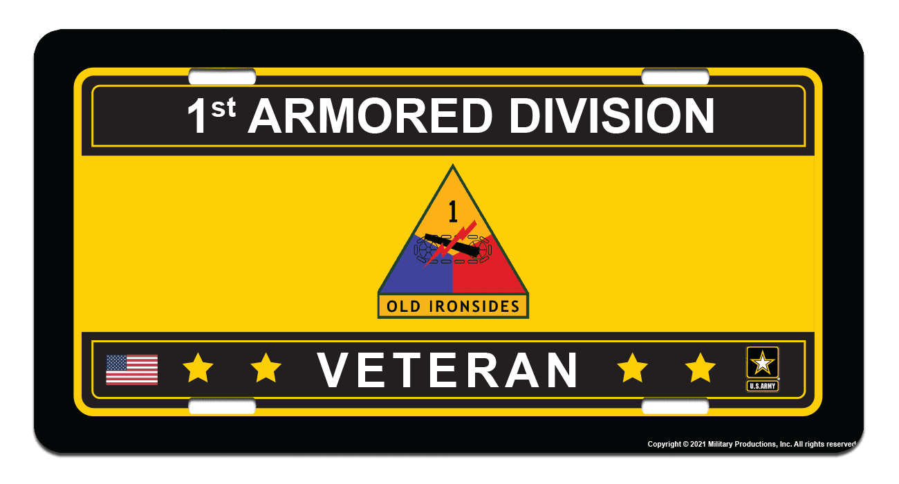 1st Armored Division Veteran License Plate - US Army Division Veteran ...